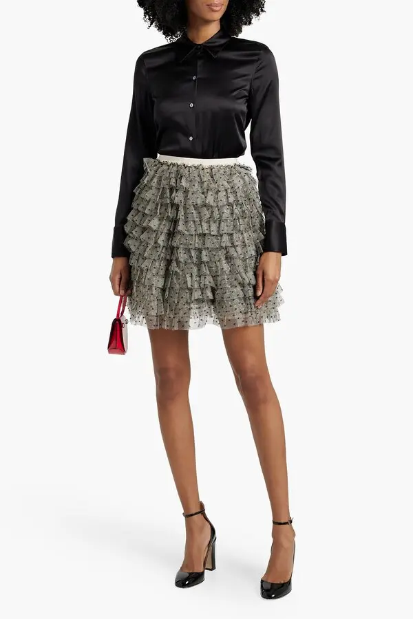 Red Valentino Point D'esprit Mini Skirt - Black