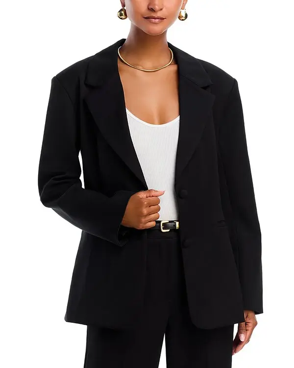 Aqua Cinch Waist Two-button Blazer - Black