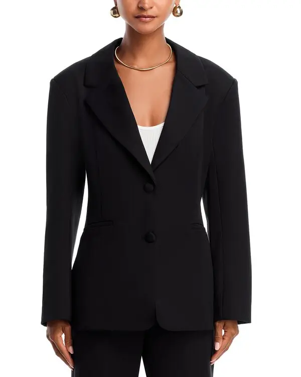 Aqua Cinch Waist Two-button Blazer - Black