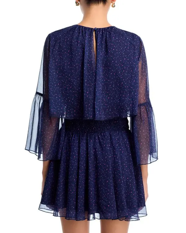 Aqua Ruffle Trim Smocked Waist Mini Dress