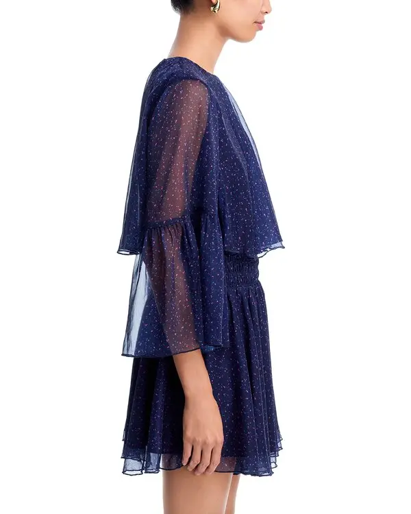 Aqua Ruffle Trim Smocked Waist Mini Dress