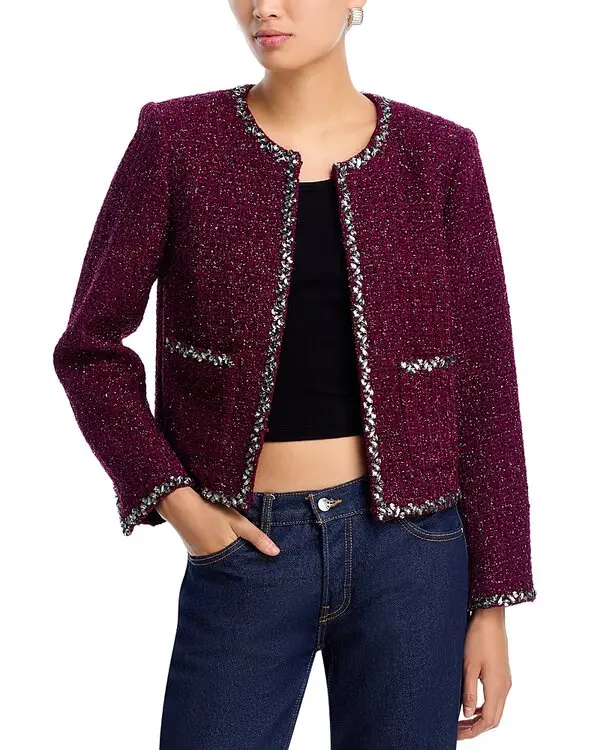 Aqua Embellished Tweed Jacket