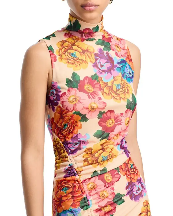 Aqua Mesh Floral Maxi Dress Exclusive In Multi - 60% Off | Editorialist