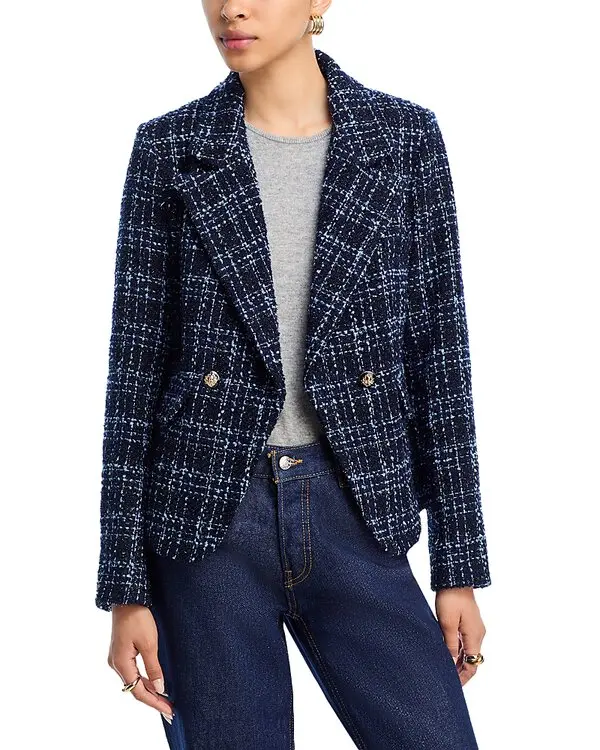 Aqua Tweed Double-breasted Blazer