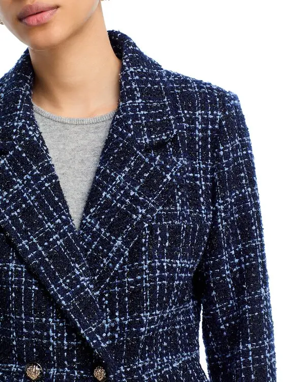 Aqua Tweed Double-breasted Blazer