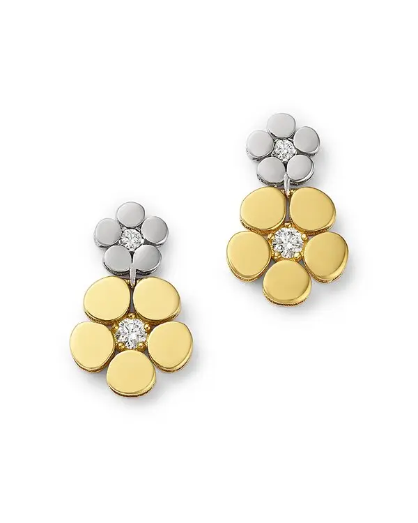 Roberto Coin 18k Gold Diamond Daisy Drop Earrings - Yellow/white