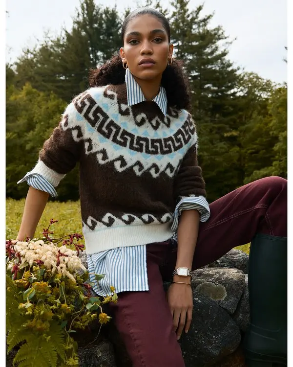 Aqua Crewneck Fair Isle Sweater