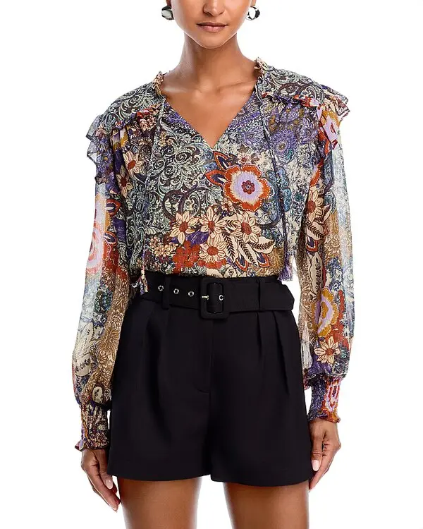 Aqua Ruffled Boho Top