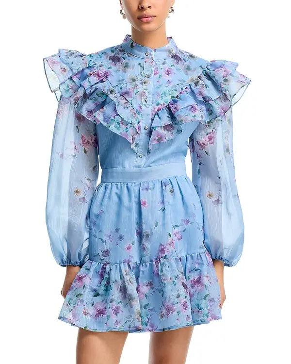 Aqua Floral Print Mini Dress Exclusive