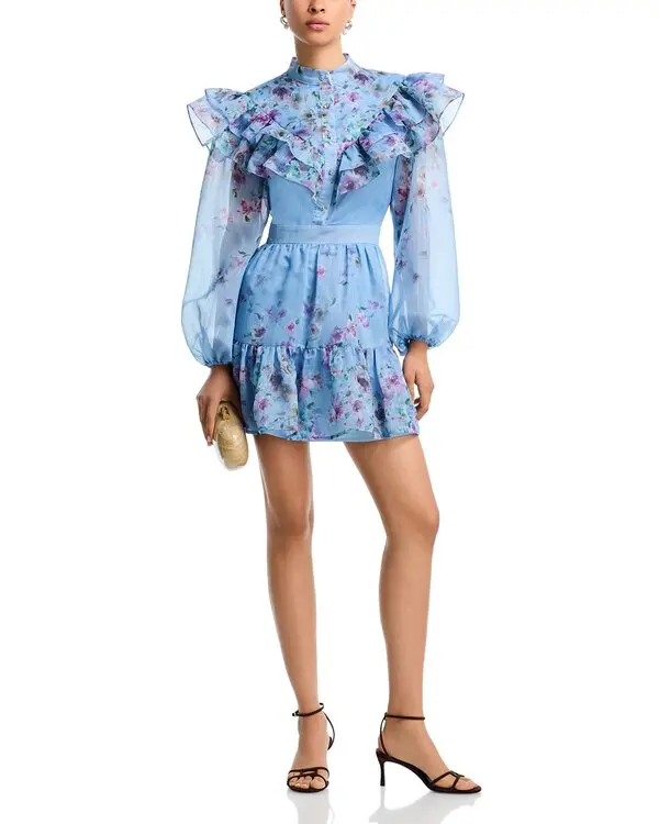 Aqua Floral Print Mini Dress Exclusive