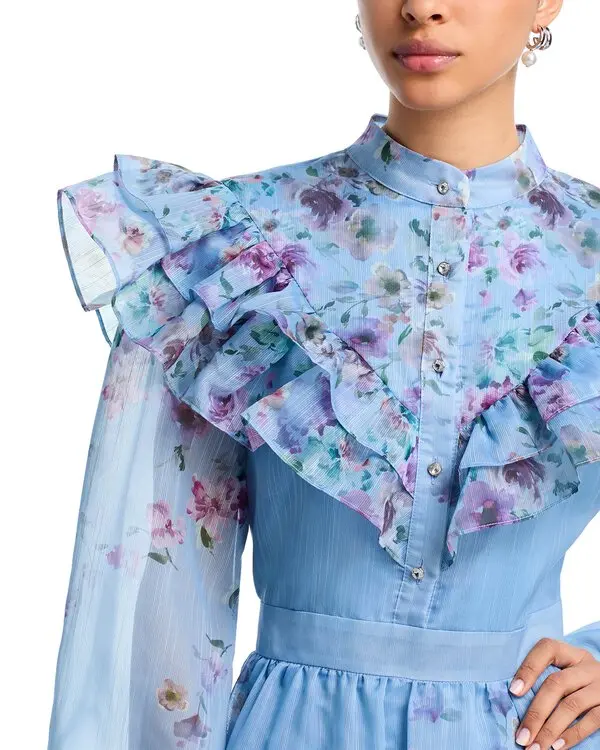 Aqua Floral Print Mini Dress Exclusive