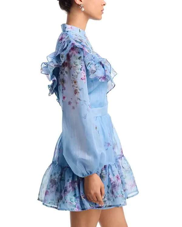 Aqua Floral Print Mini Dress Exclusive