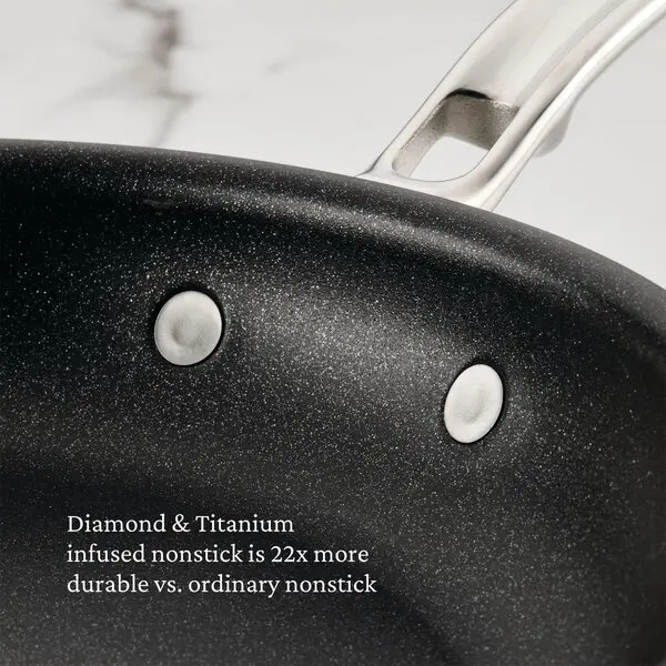 HESTAN Probond Luxe 11 Professional Clad Stainless Steel Skillet With Titum Nonstick - Silver