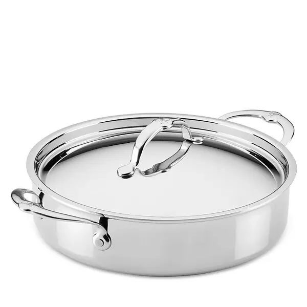 HESTAN Probond Luxe 3.5 Quart Professional Clad Stainless Steel Sauteuse Braiser With Lid - Silver