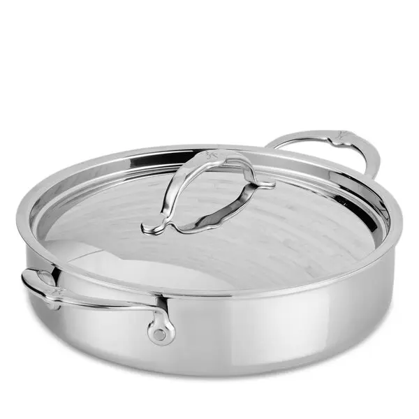 HESTAN Probond Luxe 3.5 Quart Professional Clad Stainless Steel Sauteuse Braiser With Lid