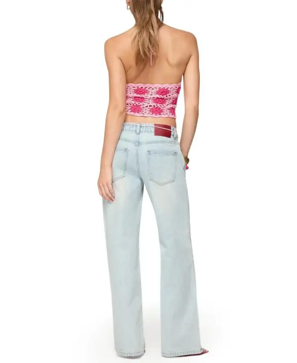 EDIKTED Floral Crochet Halter Top
