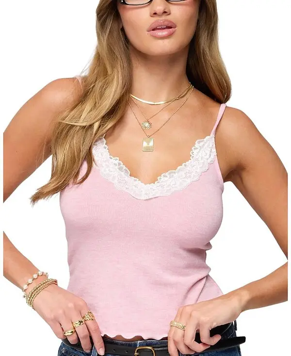 EDIKTED Gabrietta Lacey Tank Top