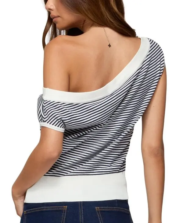 EDIKTED Lottey Striped Off Shoulder Knit Top