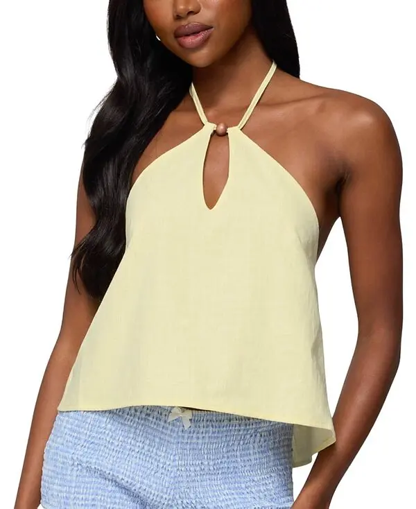 EDIKTED Oliviana Linen Look Halter Top - Yellow
