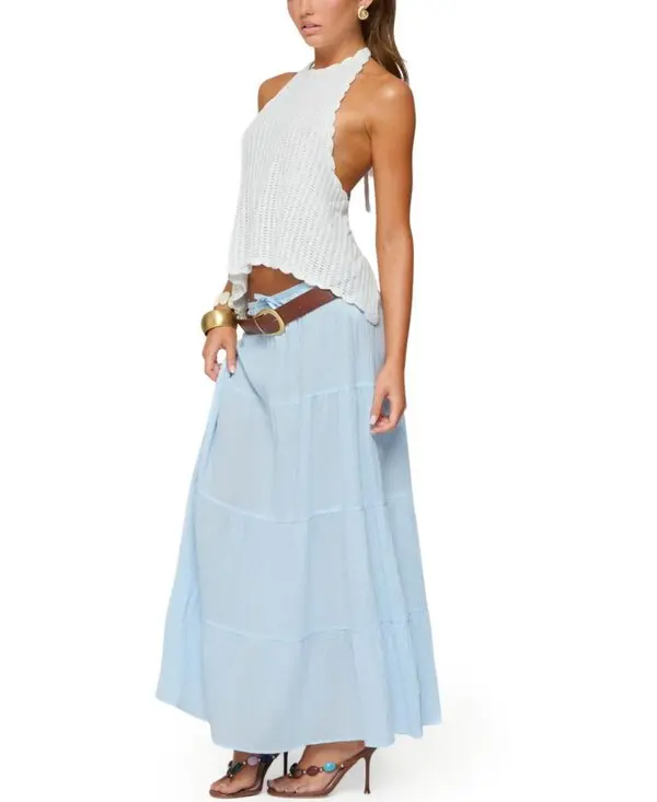 EDIKTED Ivey Backless Crochet Halter Top - White