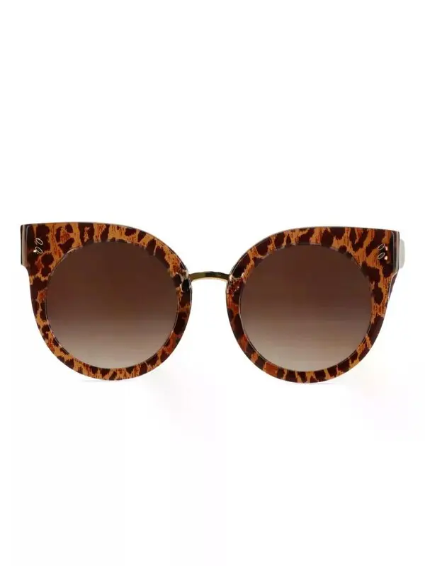 Stella McCartney Leopard-print Round Sunglasses - Brown