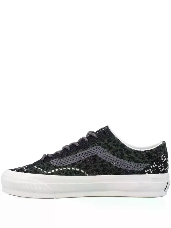 VANS Premium Old Skool Patterned-knit Low-top Sneakers - Black