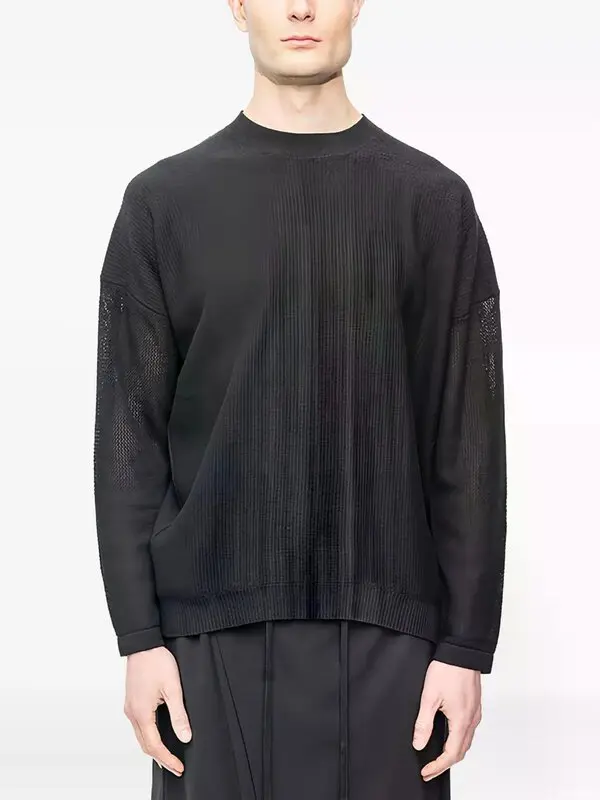 DEVOA Open-knit Pullover Sweater - Black