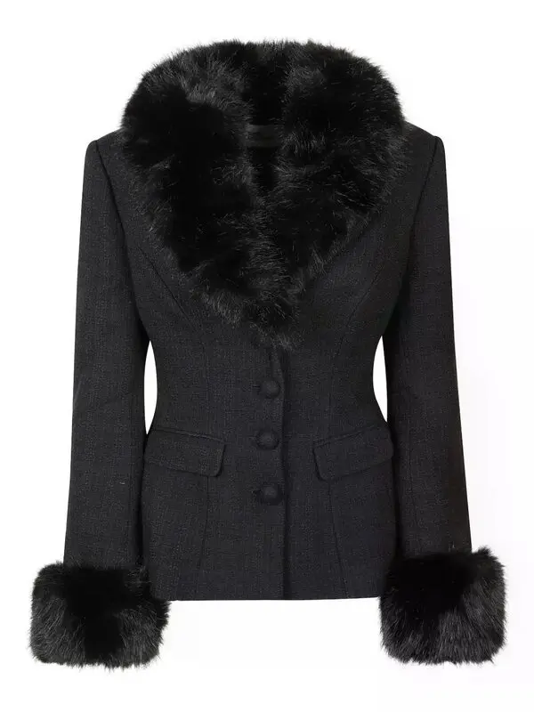 SELF-PORTRAIT Fur-trimmed Tweed Jacket