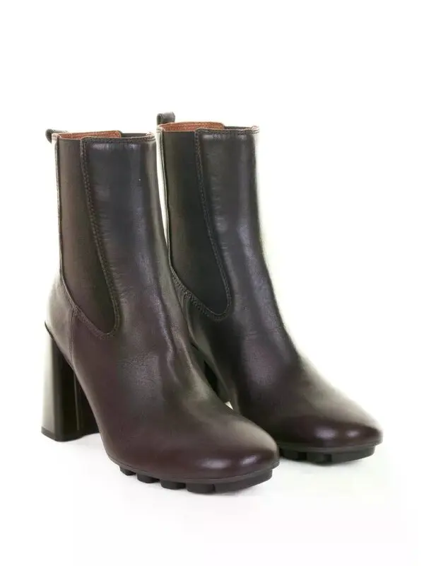 Hogan 90mm Block-heel Leather Boots - Brown