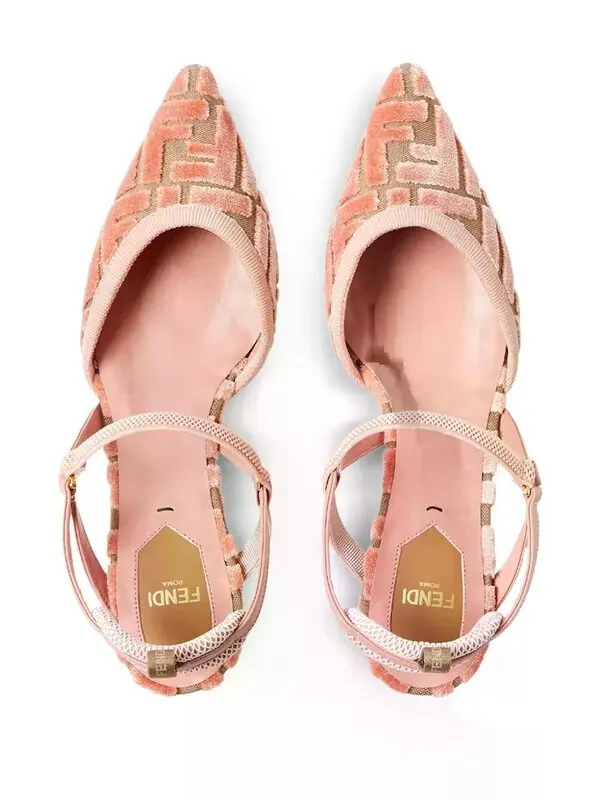 Fendi 55mm Ff-patterned Slingback Pumps - Pink