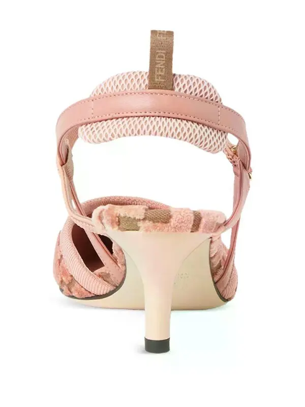 Fendi 55mm Ff-patterned Slingback Pumps - Pink