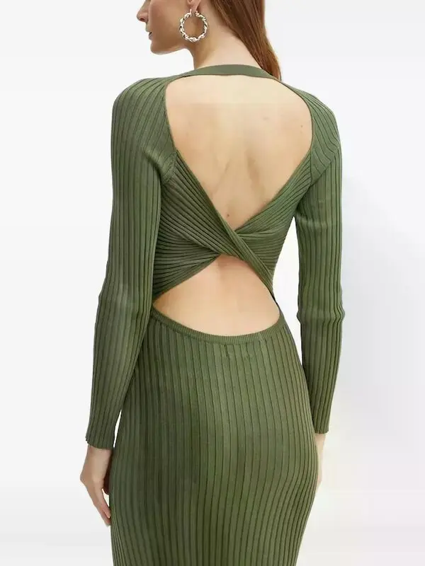 Bardot Ribbed Back-detail Midi Dress