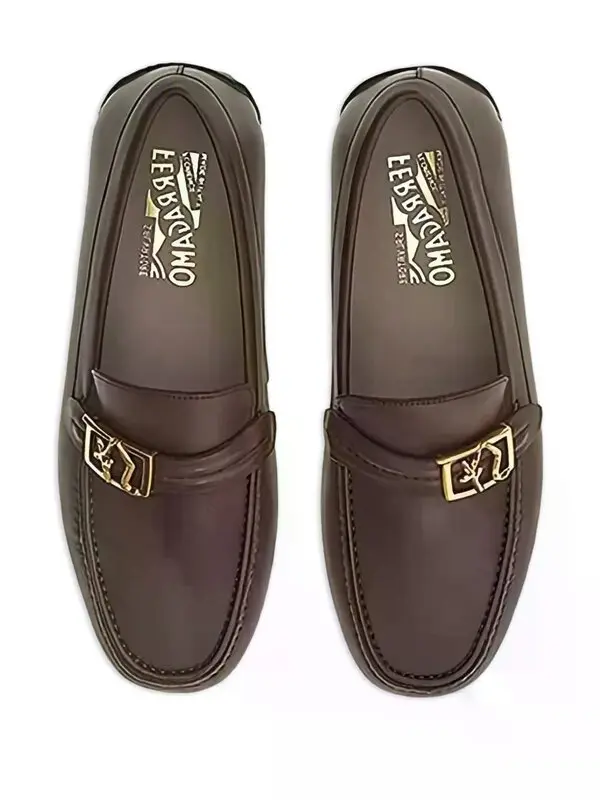 FERRAGAMO Gancini-buckle Leather Loafers