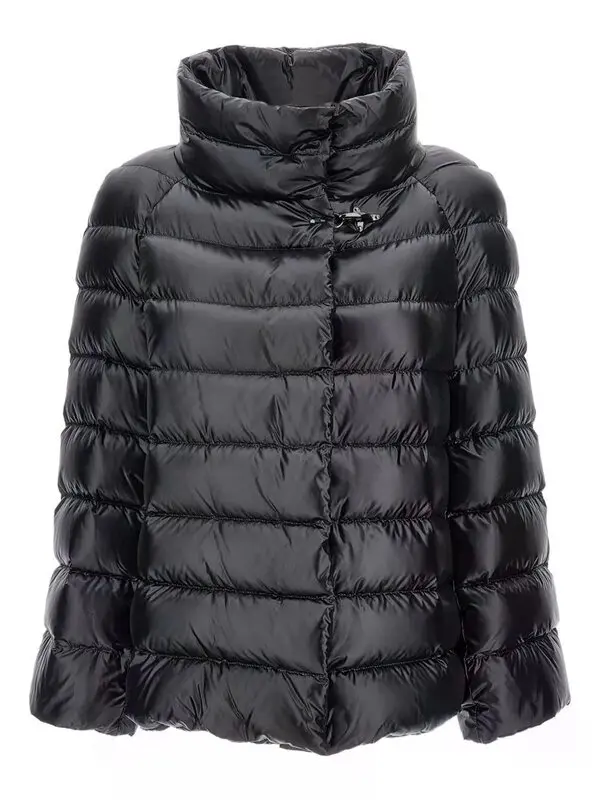 FAY Quilted High-collar Coat - Black