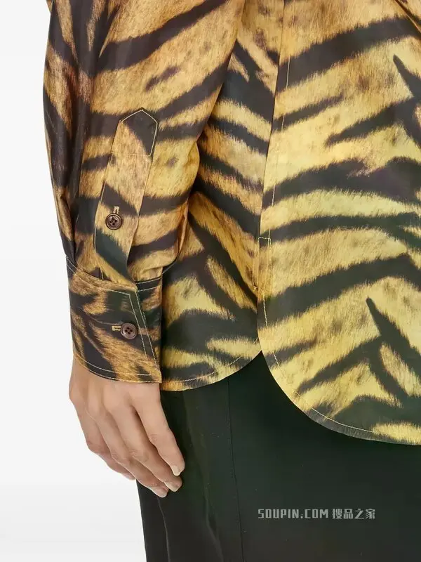 FERRAGAMO Tiger-print Long-sleeved Shirt