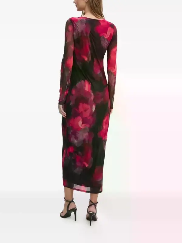 Dkny Floral-print Ruched Midi Dress