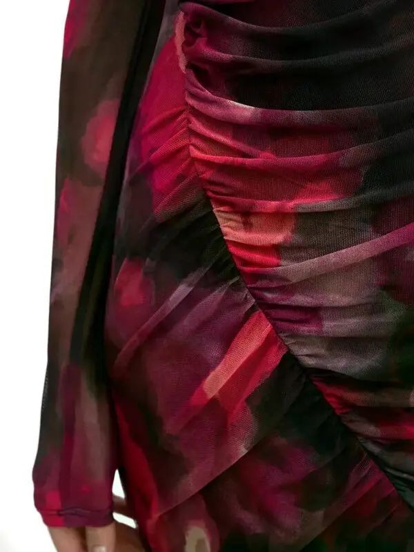 Dkny Floral-print Ruched Midi Dress