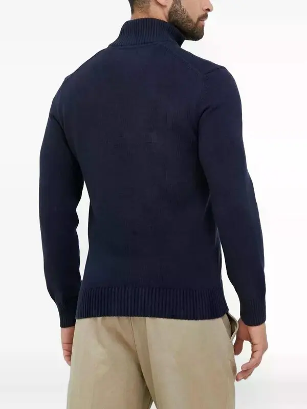Gant Embroidered-logo Half-zip Sweater - Black