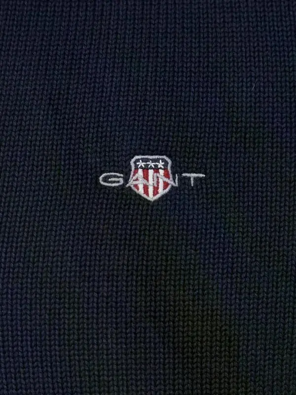 Gant Embroidered-logo Half-zip Sweater - Black