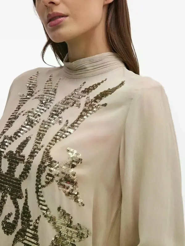 HOSS INTROPIA Sequin-embellished Mock-neck Blouse