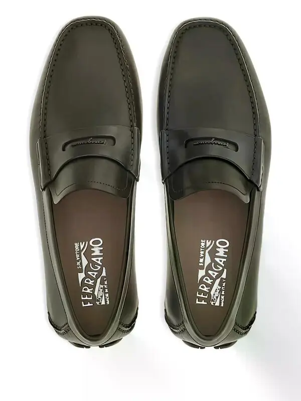 FERRAGAMO Penny-slot Leather Loafers - Brown