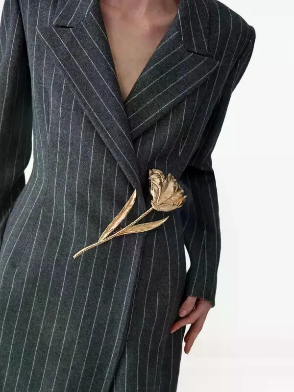 Carolina Herrera Peak-lapel Pinstripe Coat