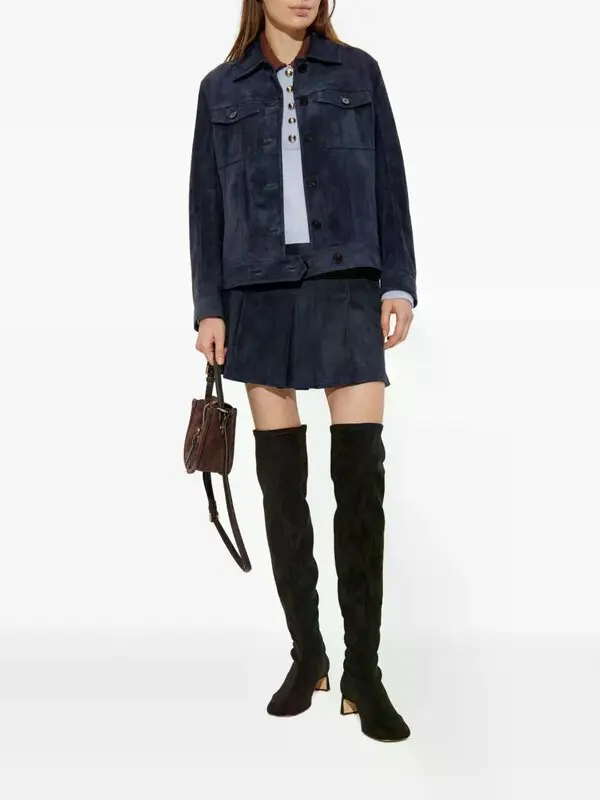 SELF-PORTRAIT Pleated A-line Mini Skirt - Blue