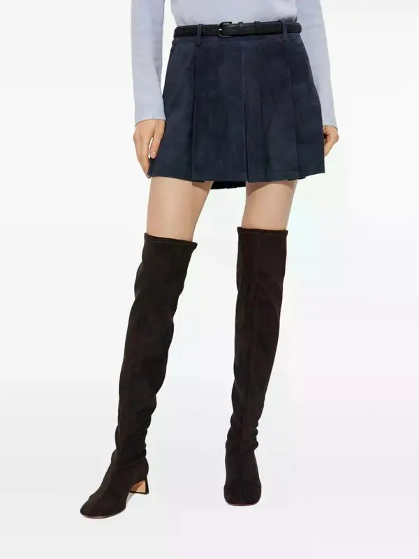 SELF-PORTRAIT Pleated A-line Mini Skirt - Blue