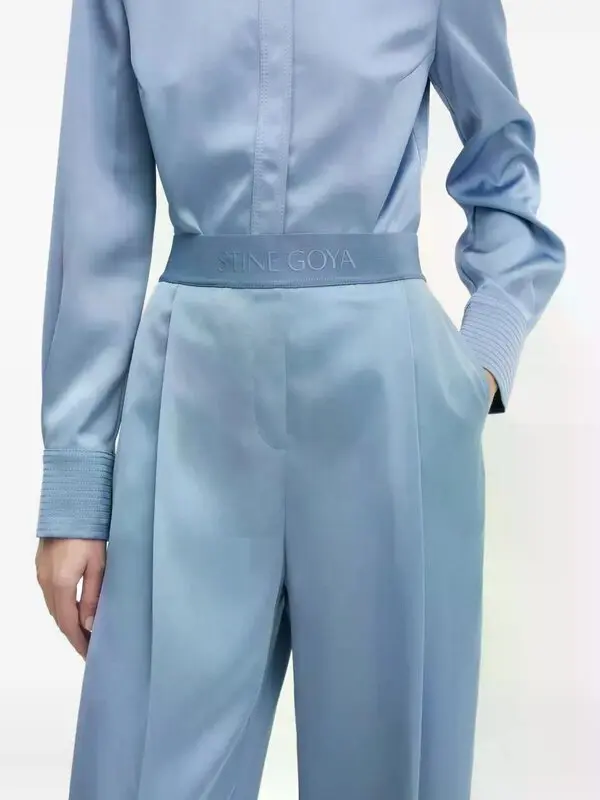 Stine Goya Pleated Wide-leg Trousers - Blue