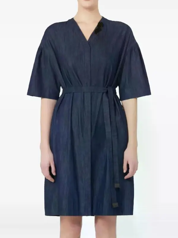 Max Mara Embellished Denim Mini Day Dress - Blue