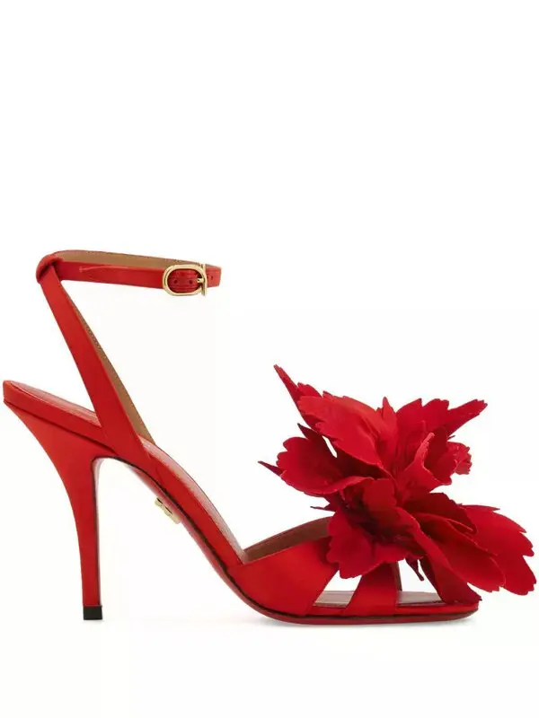 FERRAGAMO 90mm Flower-embellished High-heel Sandals - Red