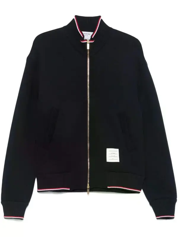 Thom Browne Loopback Oversized Jacket With Stripe Detail - Black