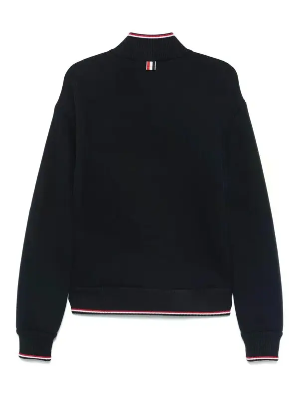 Thom Browne Loopback Oversized Jacket With Stripe Detail - Black