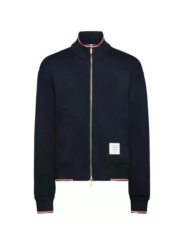 Thom Browne Loopback Oversized Jacket With Stripe Detail - Black